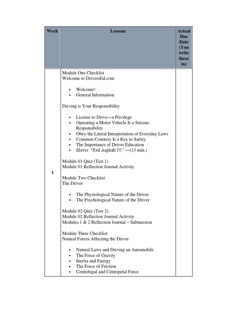 Florida Virtual School Pace Chart (3 Weeks) | Download Free PDF ...