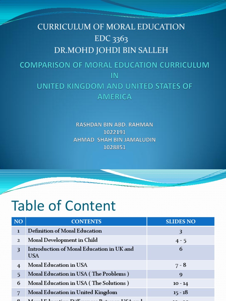 Overview of Moral Education Curriculum | PDF | Value (Ethics) | Morality