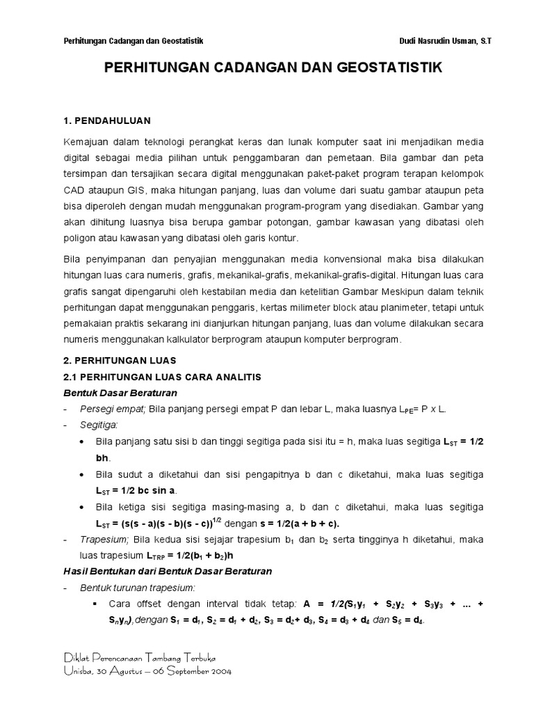 Perhitungan Cadangan | PDF