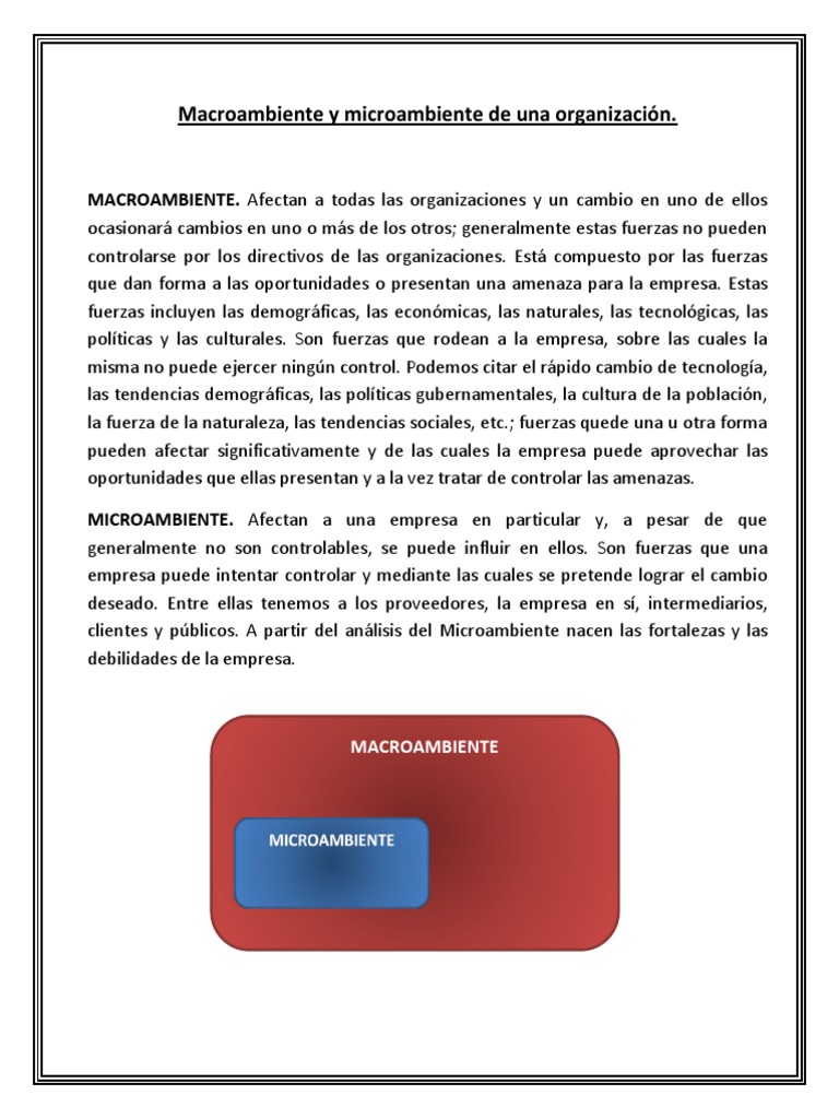 Macro Ambiente y Microambiente de Una Organización | PDF | Marketing ...