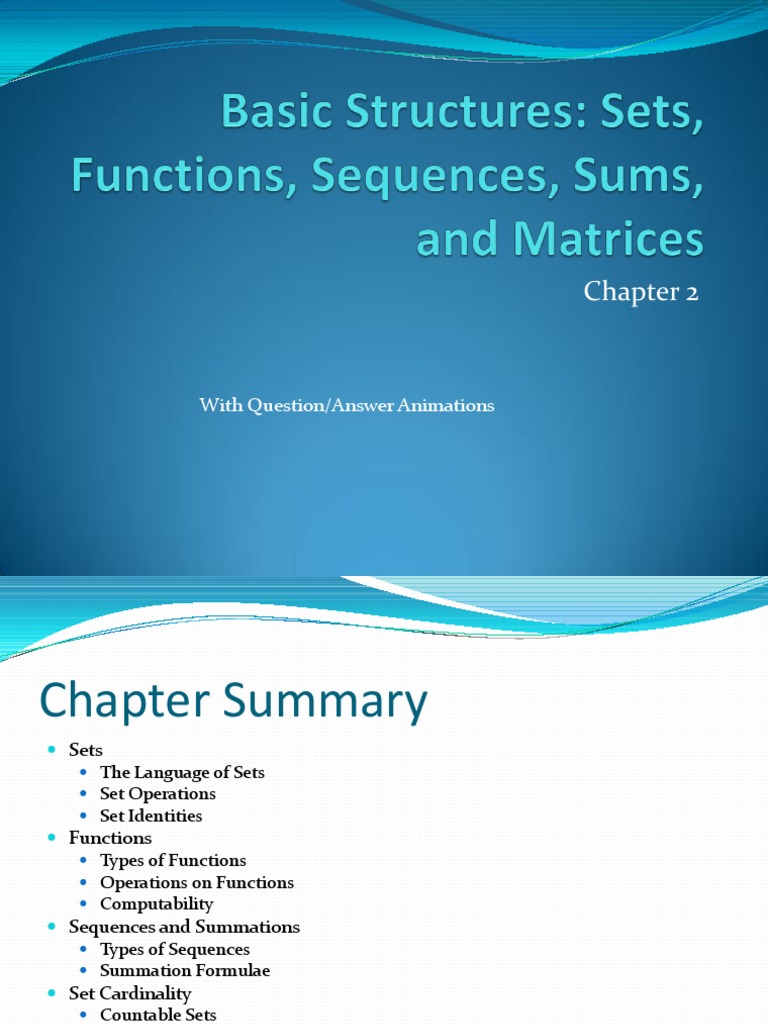 Chapter 2 of Discrete Mathematics | PDF | Set (Mathematics) | Function ...