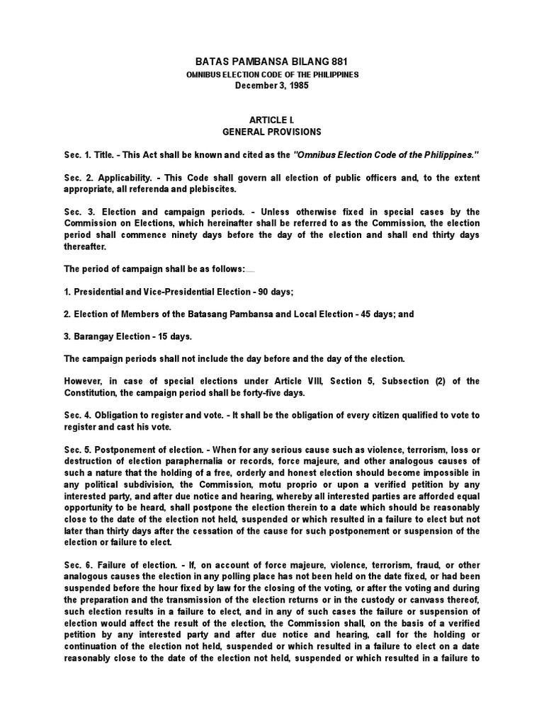 Omnibus Election Code | PDF | Elections | Justice