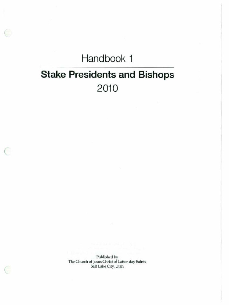 2010 LDS Mormon Church Handbook of Instructions 1 Stake Presidents and ...