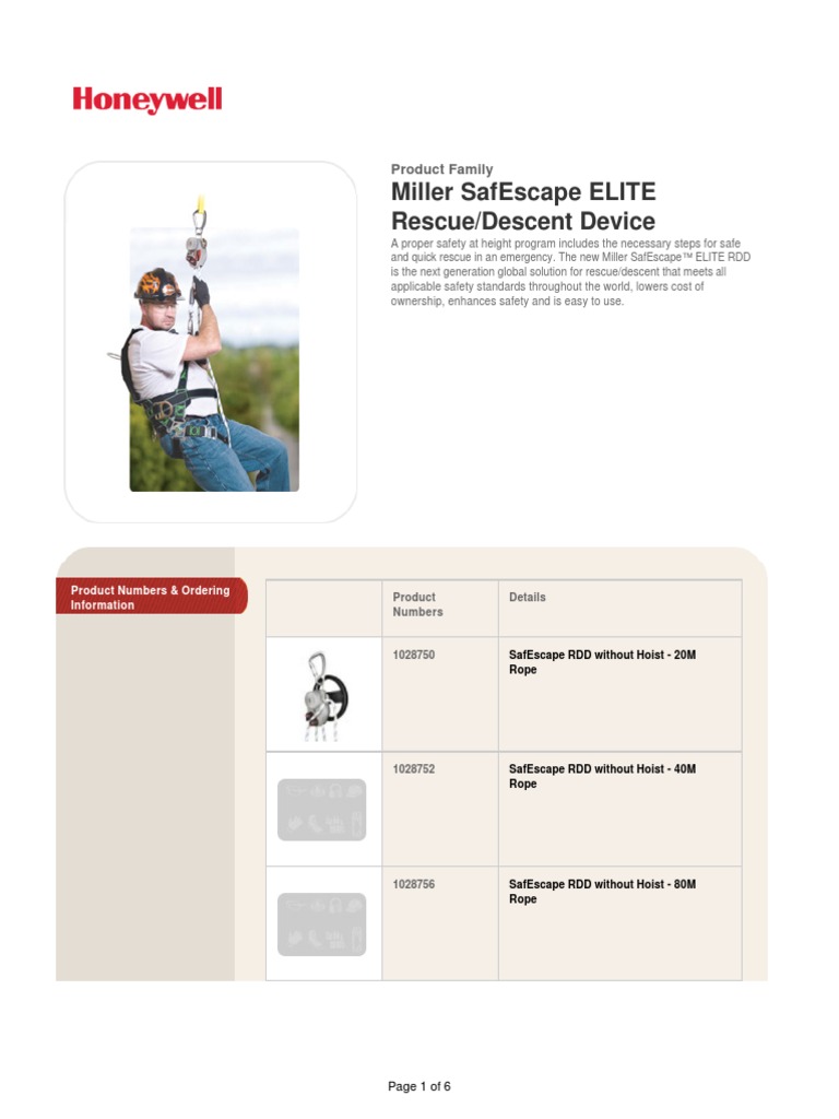 Miller SafEscape ELITE Rescue Descent Device - AUS | PDF | Honeywell ...