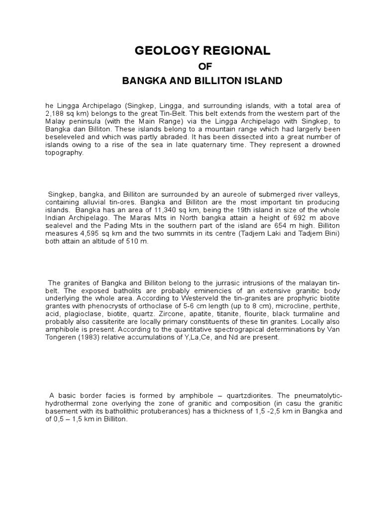 Geology of Bangka and Biliton | PDF | Granite | Petrology