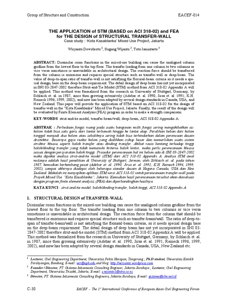 The Design of Structural Transfer Wall | PDF | Reinforced Concrete ...