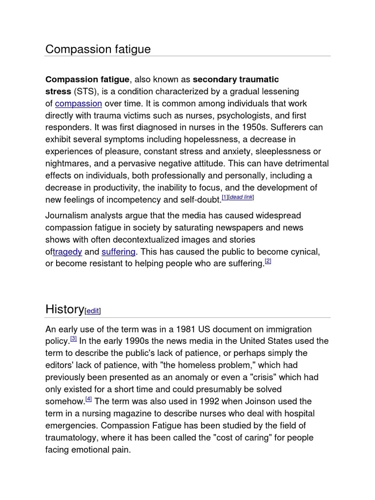 Compassion Fatigue | PDF | Applied Psychology | Metaphysics Of Mind