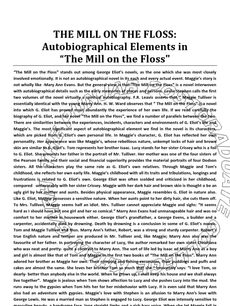 Autobiographical Elements in Eliot's Novel | PDF | The Mill On The ...