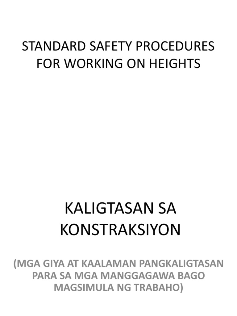 Standard Safety Procedures For Working On Heights | PDF