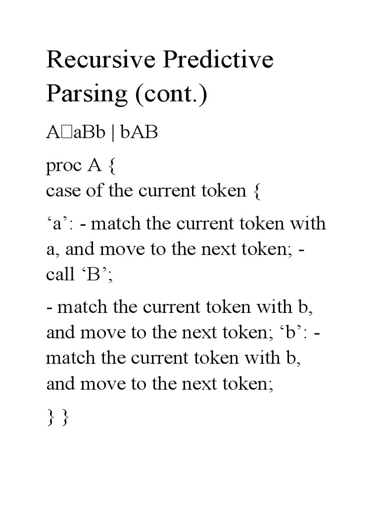 Recursive Predictive Parsing Explained | PDF