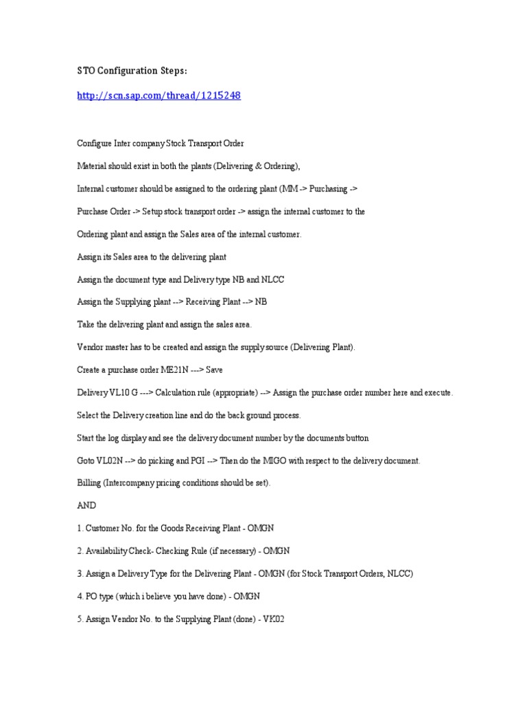 STO Configuration Steps | PDF | Delivery (Commerce) | Pricing