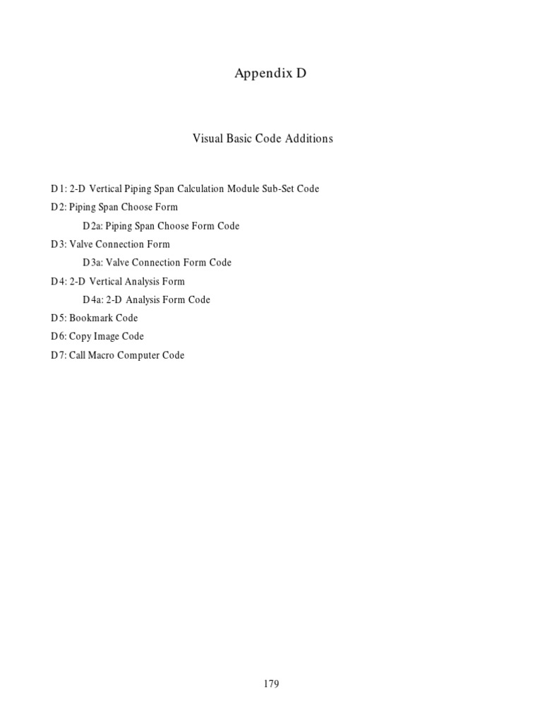 Appendix D: Visual Basic Code Additions | PDF | Visual Cortex | Continuum Mechanics