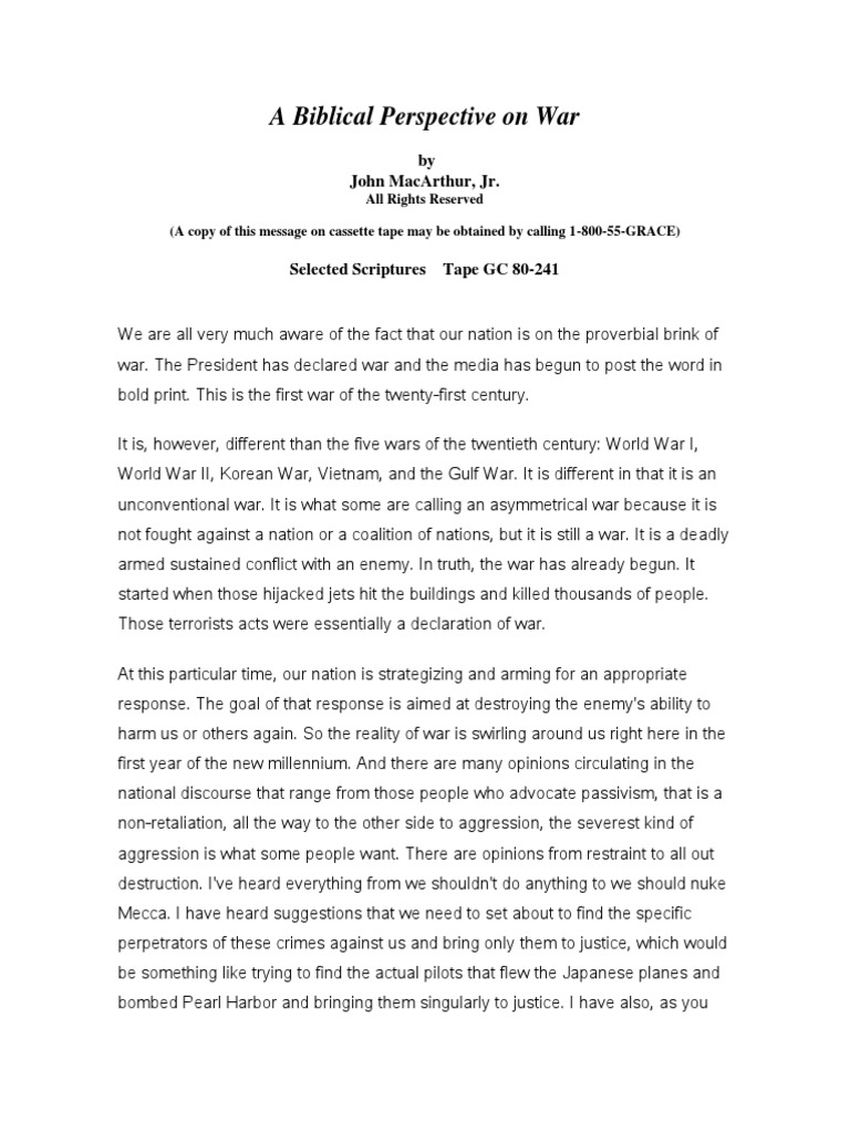 A Biblical Perspective On War | PDF | Kingdom Of Judah | Jesus