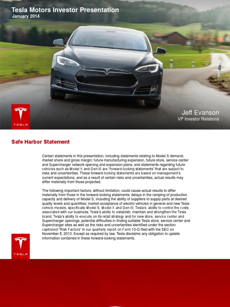 Tesla Investor Presentation Overview | PDF | Tesla Model S | Automobiles