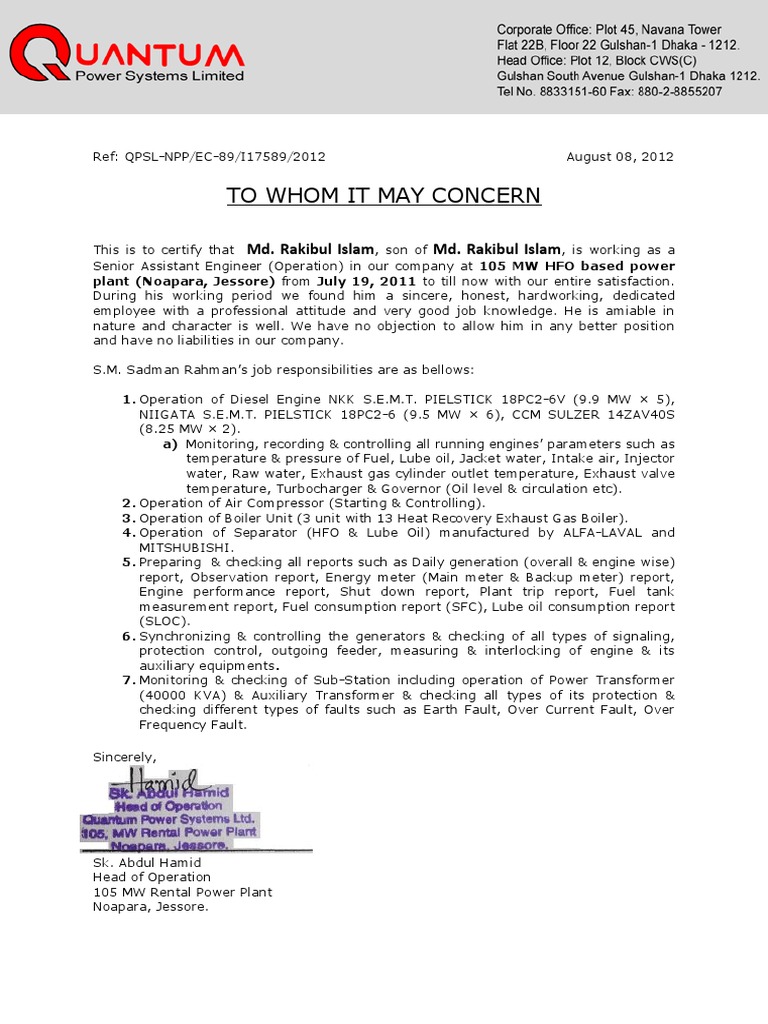 Format of Experience Certificate | PDF