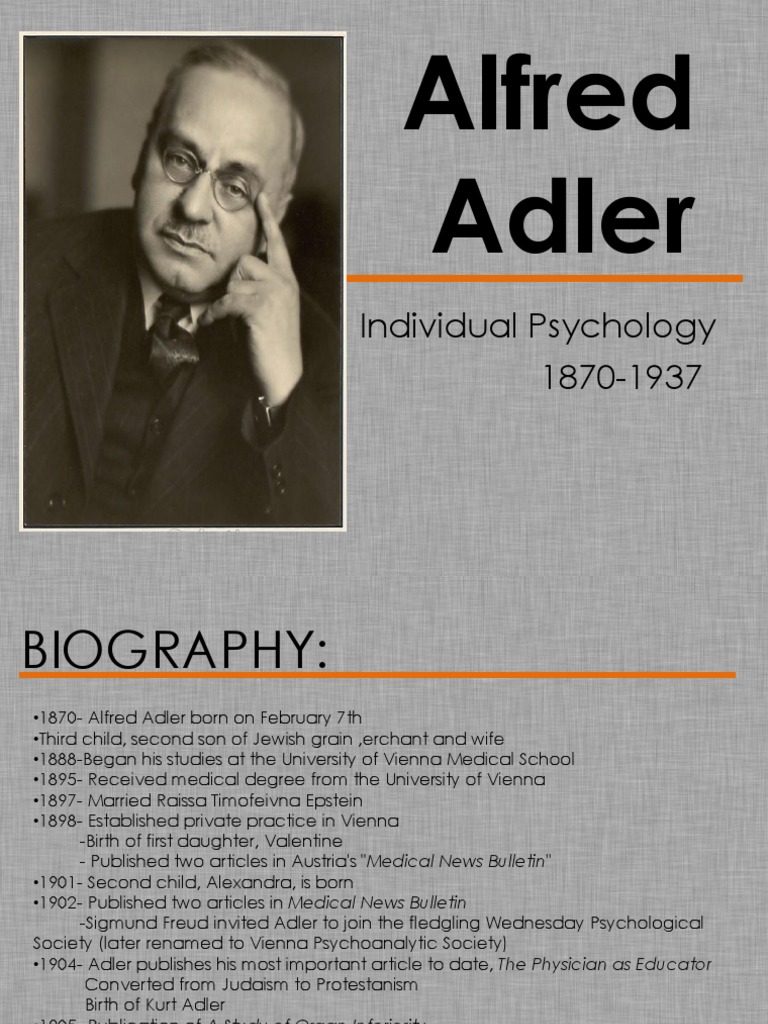 Alfred Adler: Individual Psychology 1870-1937 | PDF