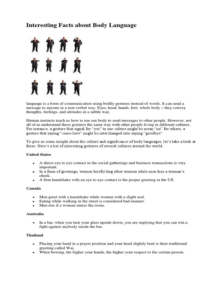 Interesting Facts About Body Language Pdf Gesture Body Language