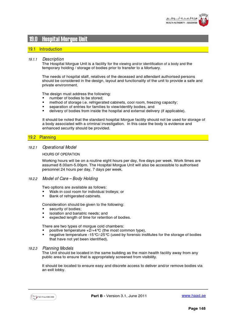 Hospital Morgue Unit Layout Guidelines | PDF | Morgue | Ventilation ...