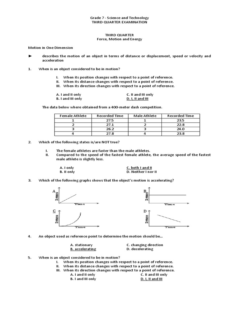 Grade 7 - science exam sets | Waves | Light