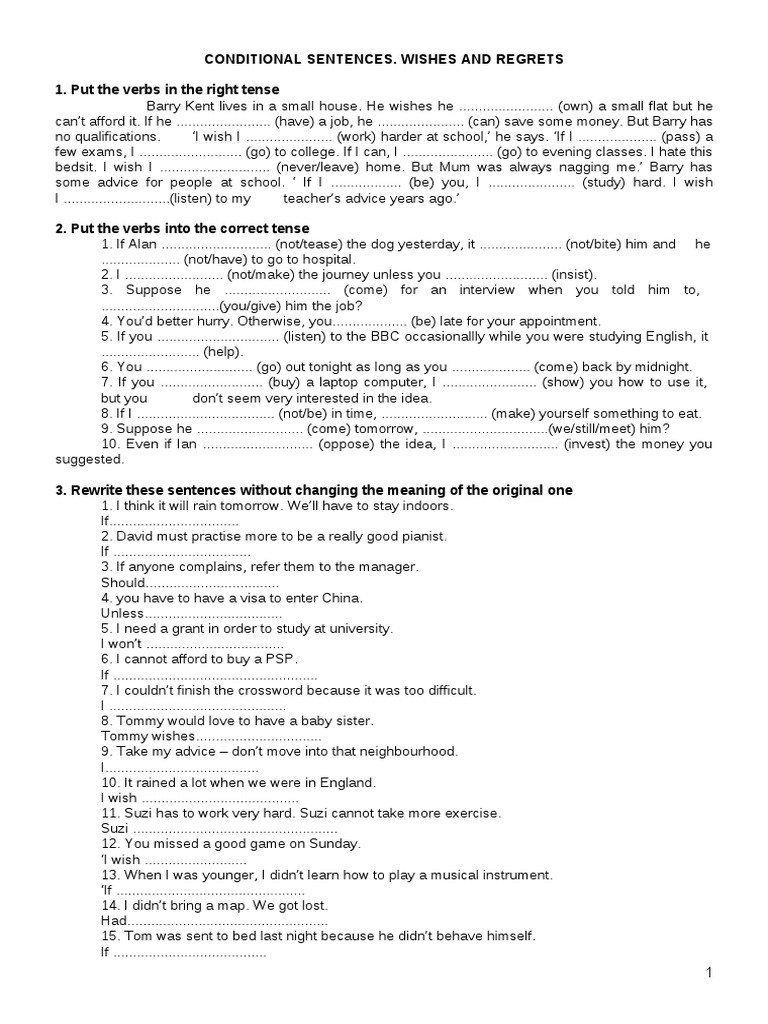 Conditional Sentences and Regrets: A Guide to Using Mixed Conditionals and Expressing Wishes for ...