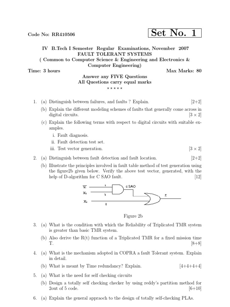JNTU Old Question Papers 2007 | PDF | Fault Tolerance | Reliability ...