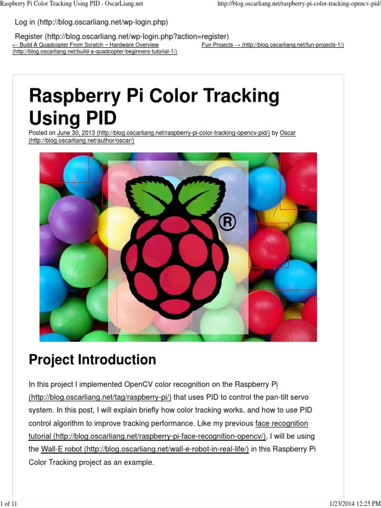 Raspberry Pi Color Tracking Using PID - OscarLiang | Download Free PDF ...