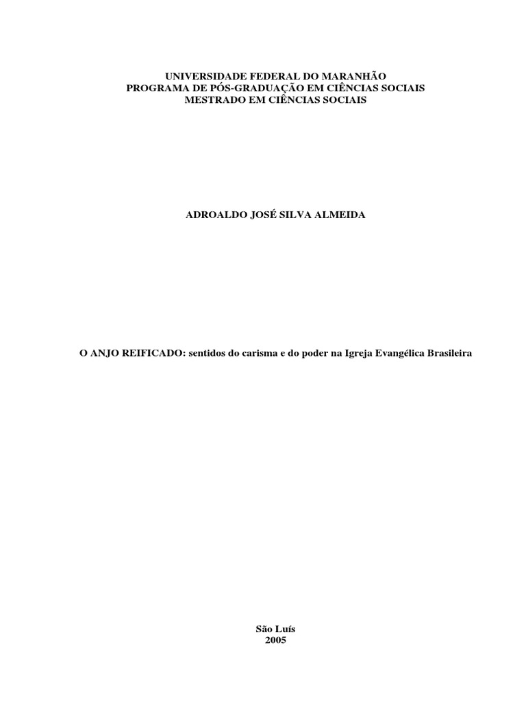 Carisma e Poder na Igreja Evangélica | PDF | Max Weber | Miguel (Arcanjo)