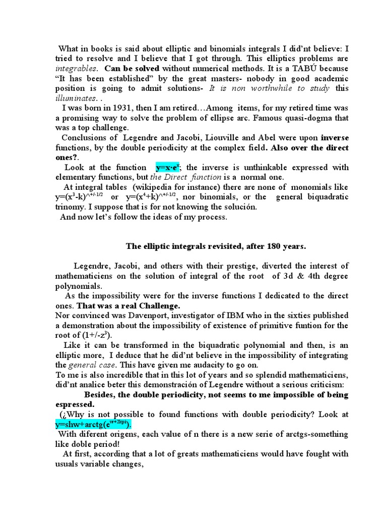 00 About Elliptic Integrals Pdf Ellipse Algebraic Geometry