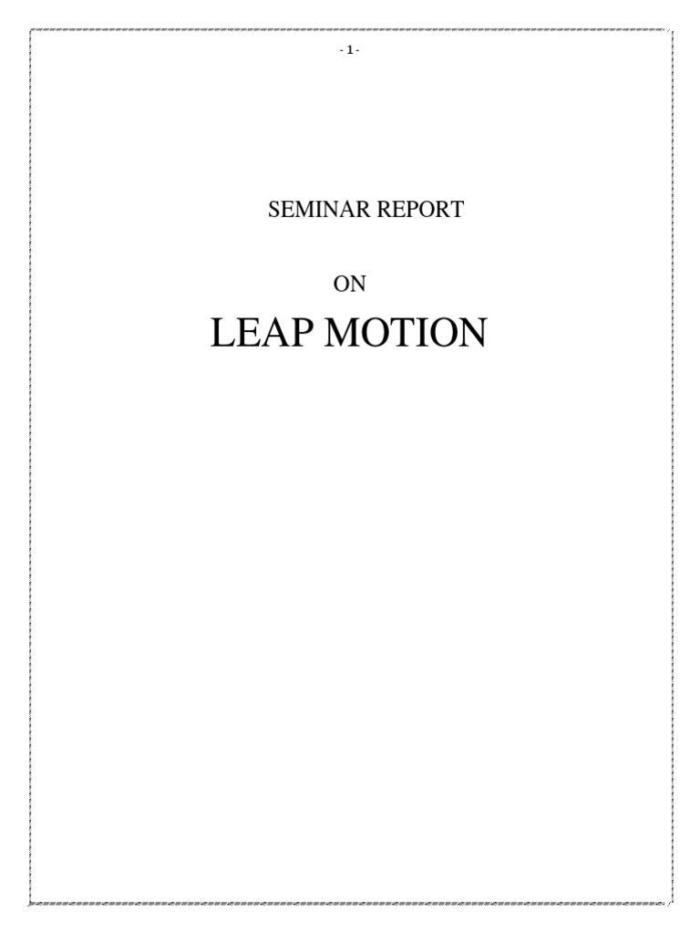 Leap Motion Seminar | PDF | Computer Engineering | Digital Technology