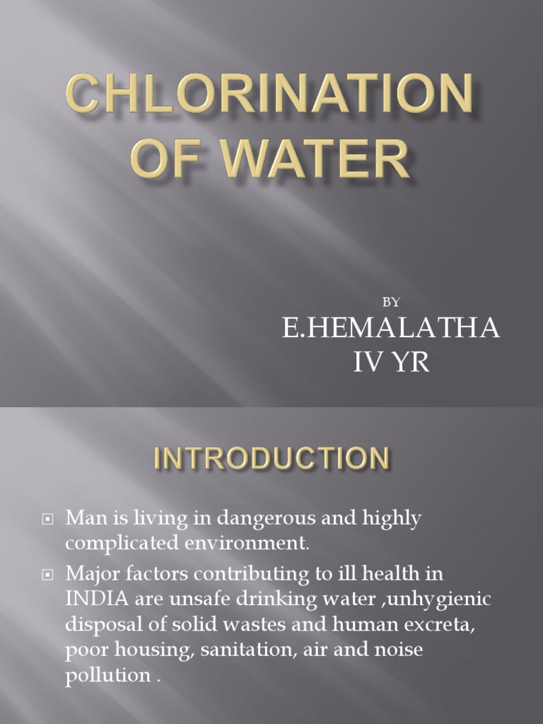 Chlorination of Water | PDF | Chlorine | Water Purification