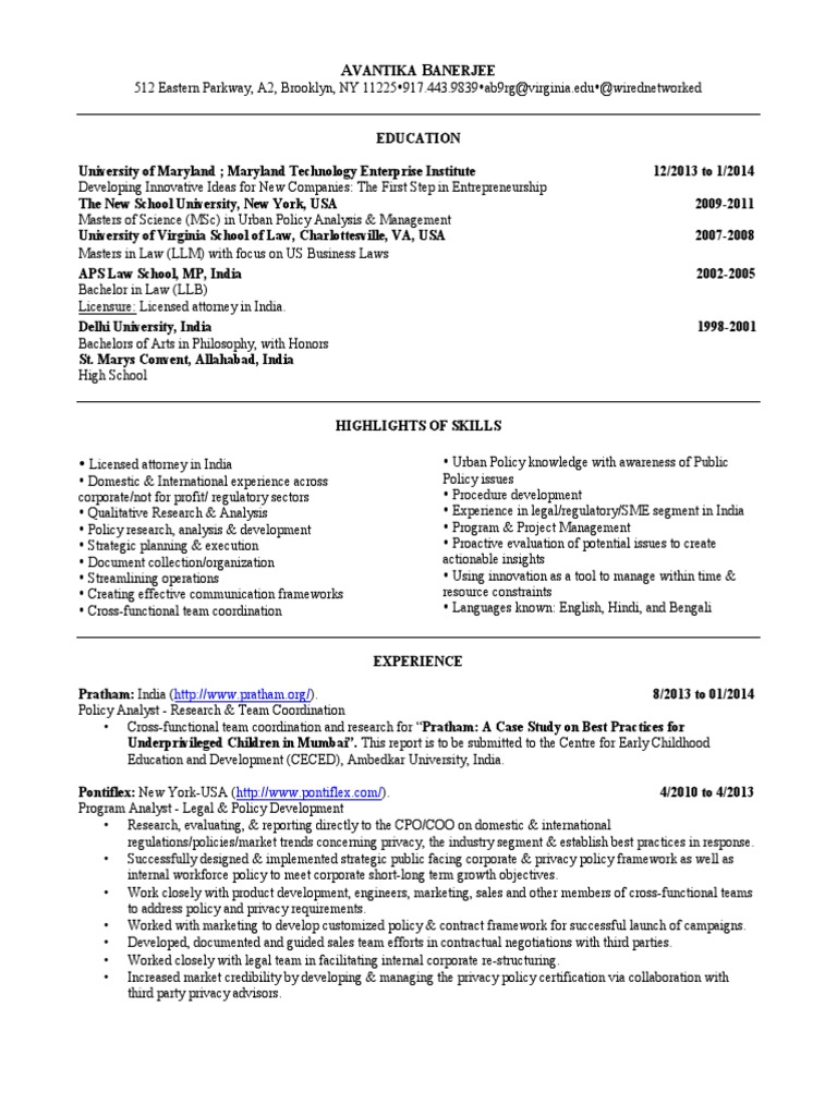 Avantika Banerjee Resume | PDF | Sales | Policy