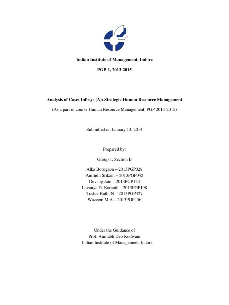 Infosys (A) Strategic HRM - Group1 - Section B | PDF | Employment ...
