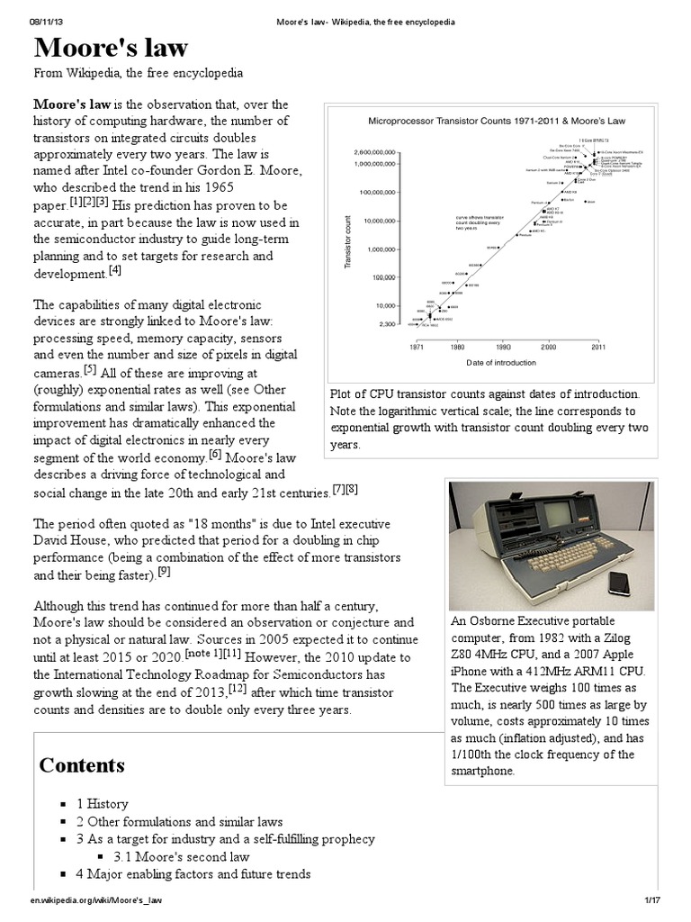Moore's Law - Wikipedia, The Free Encyclopedia PDF | PDF | Central ...