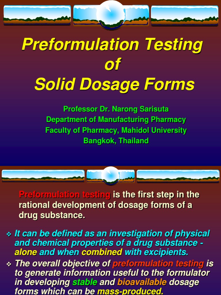 Preformulation Testing of Solid Dosage Forms | PDF | Adsorption ...