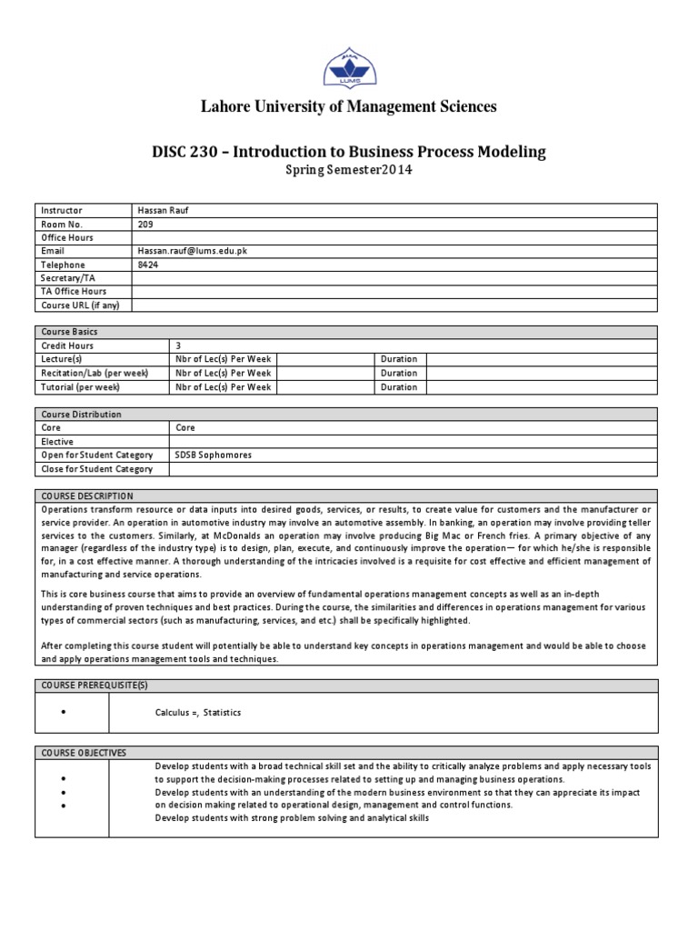 Business Process Modeling Course Overview | PDF | Operations Management ...
