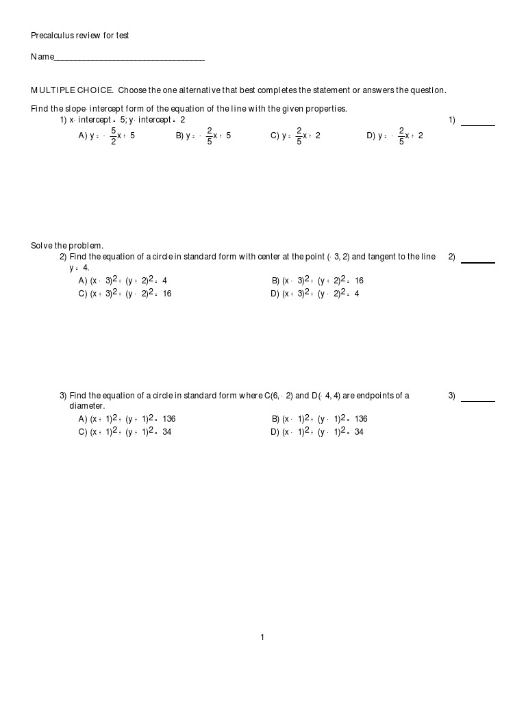 v2 Precalc Review Test 1 | PDF | Cartesian Coordinate System | Symmetry
