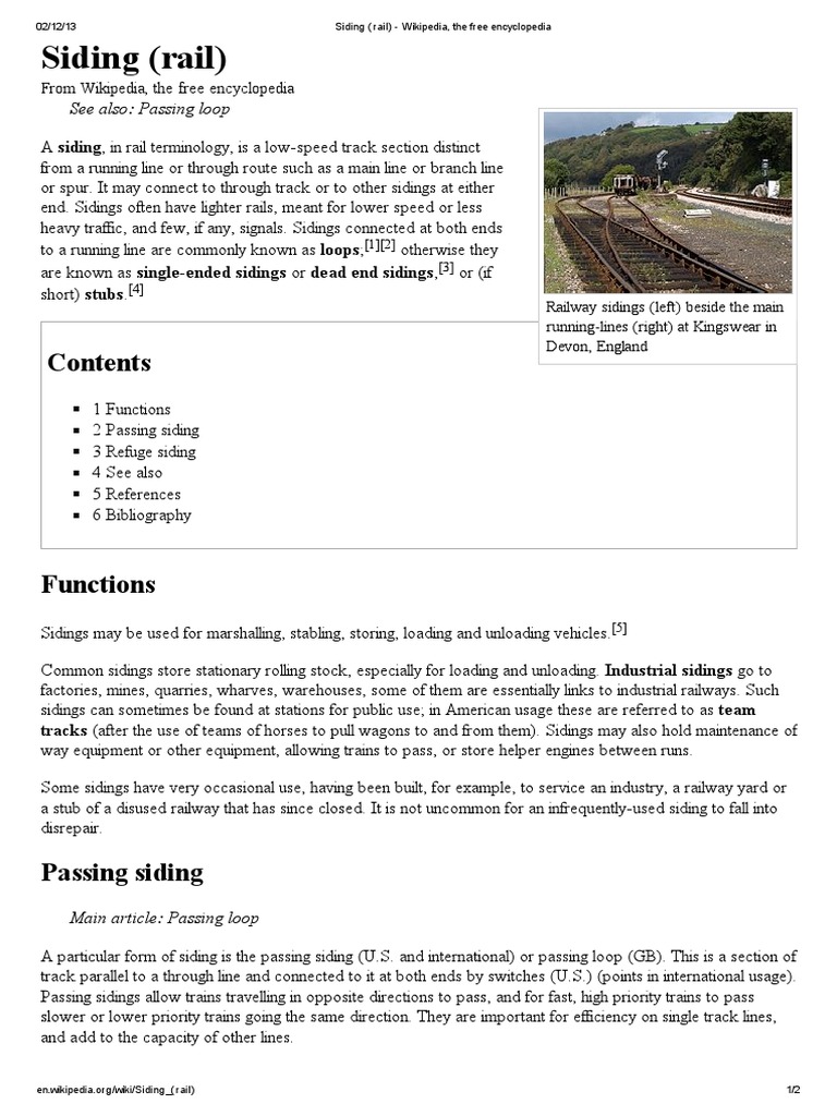 Siding (Rail) - Wikipedia, The Free Encyclopedia | PDF | Rail Transport ...