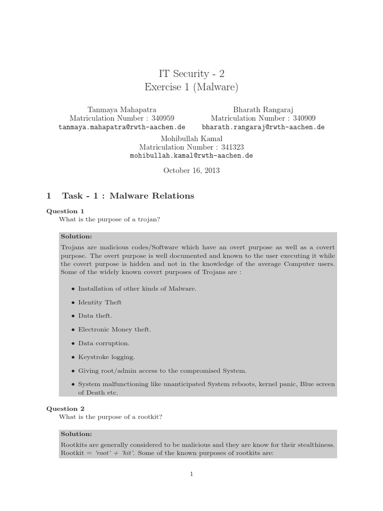 Response Itsec2 Ex1 Malware | PDF | Malware | Antivirus Software