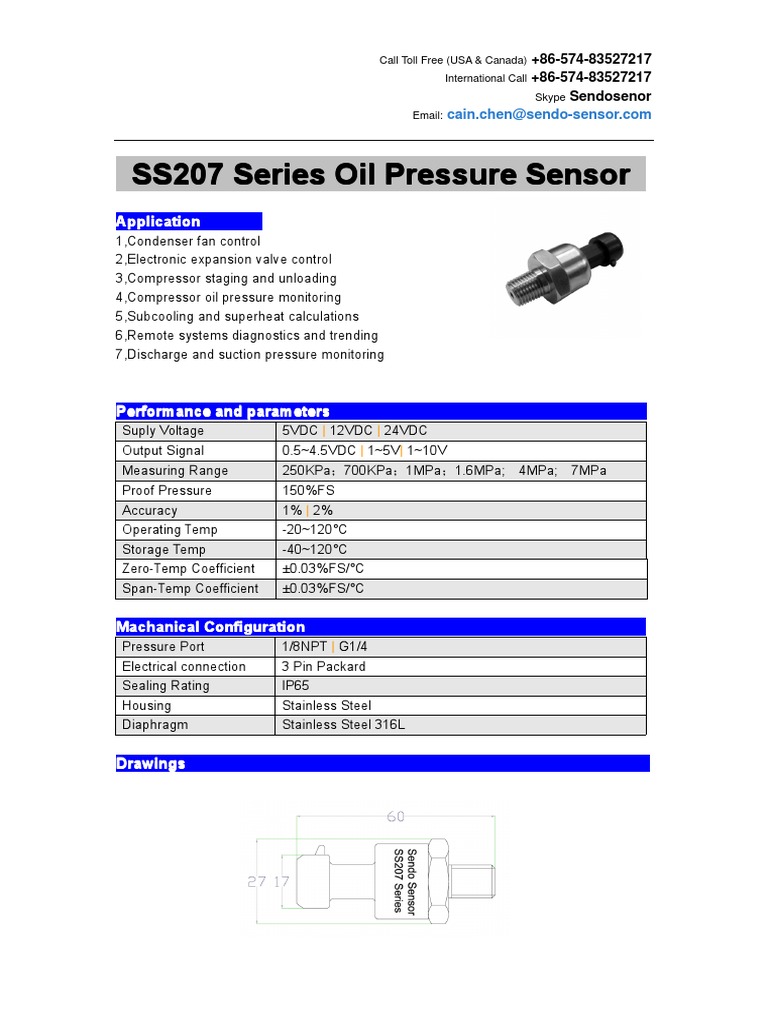Oil Pressure Sensor | PDF | Coolant | Mechanical Engineering