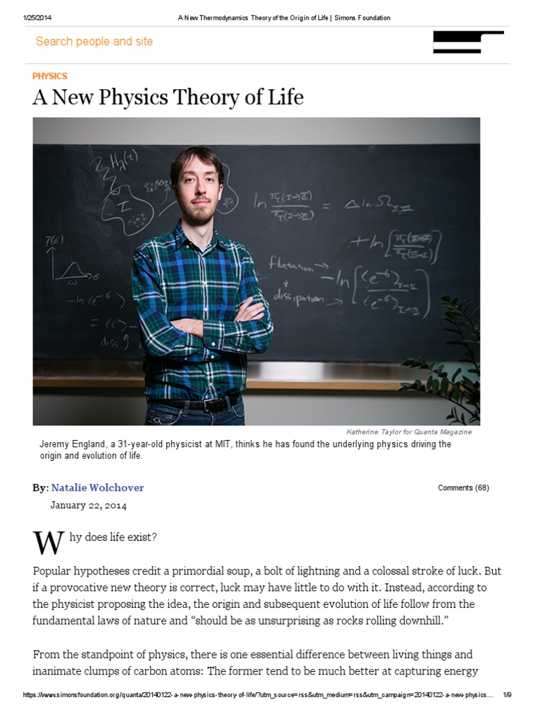 A New Thermodynamics Theory of The Origin of Life | PDF | Entropy | Life