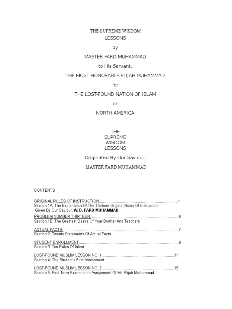 Supreme Wisdom | PDF | Religion And Belief | Nature