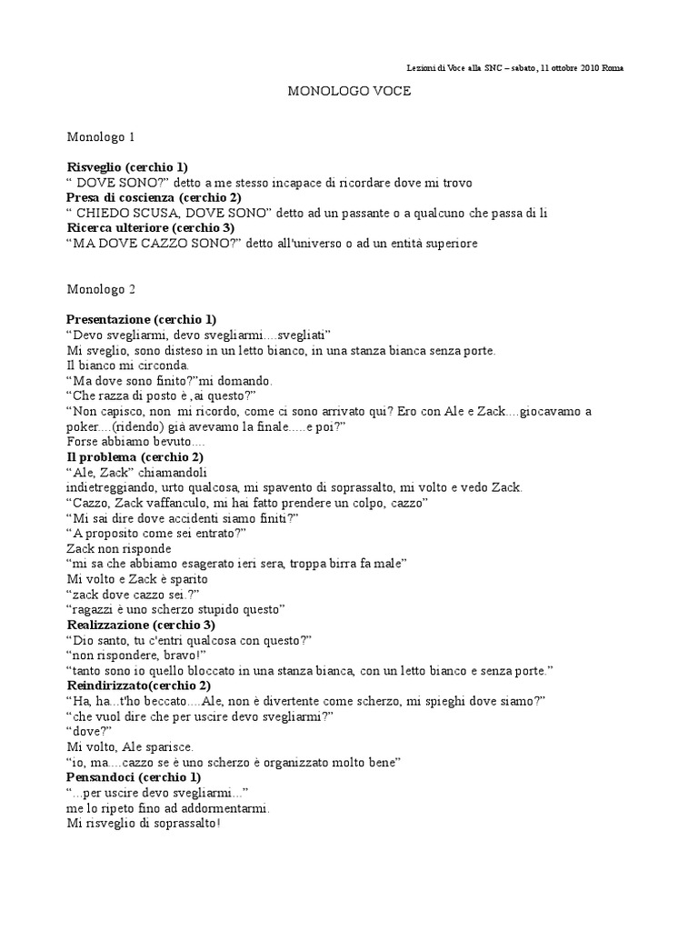Monologhi Brevi Voce | PDF