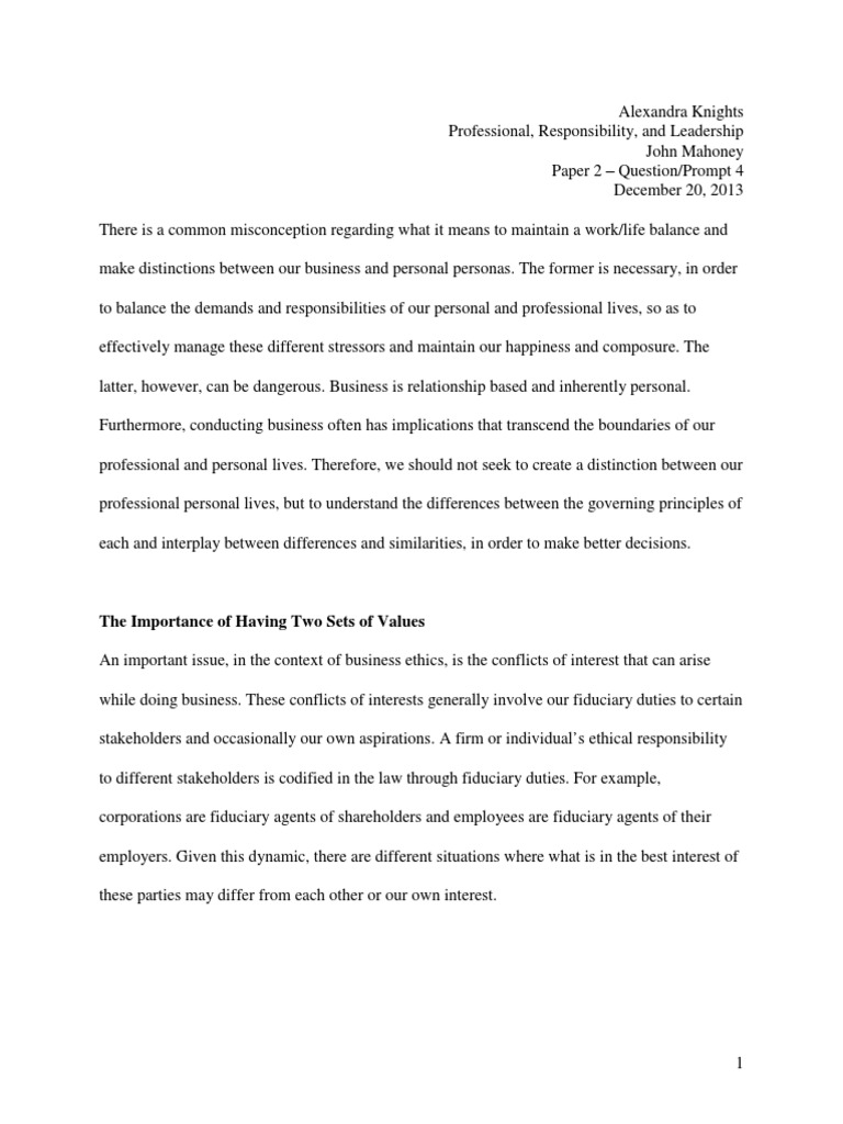 Knights PRL Paper 2 | PDF | Fiduciary | Morality