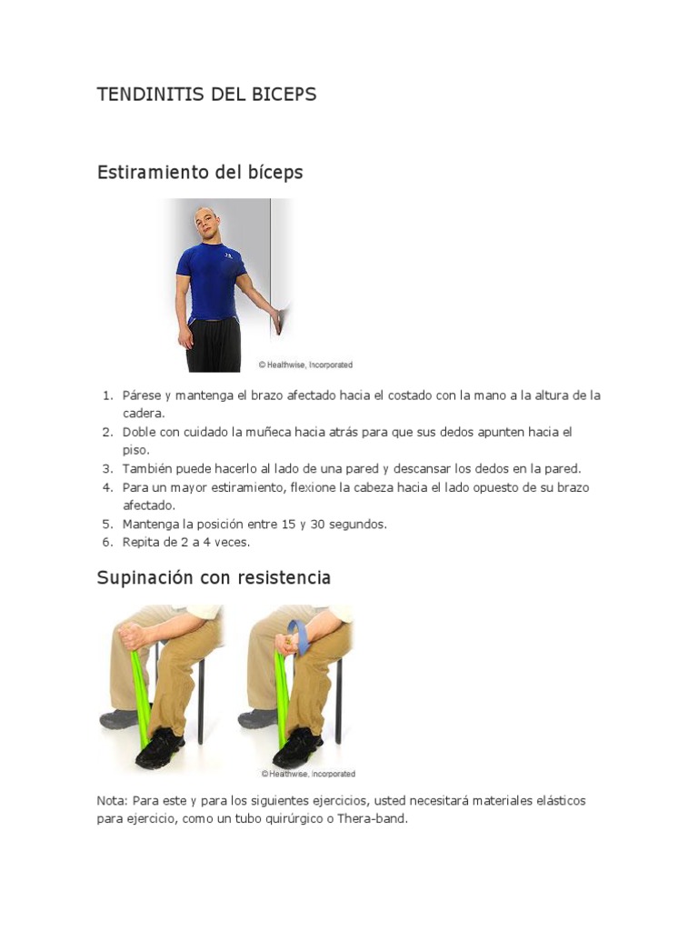 Protocolo Dem Ejercicos para Tendinitis Del Biceps y Manguito Rotador | PDF | Hombro | Codo