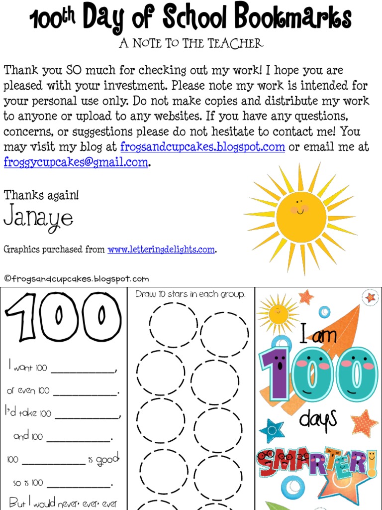 100th Day Bookmark | PDF
