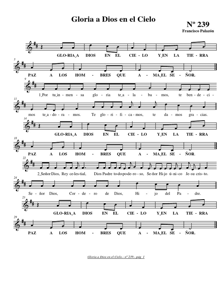 Gloria de Palazon Partitura