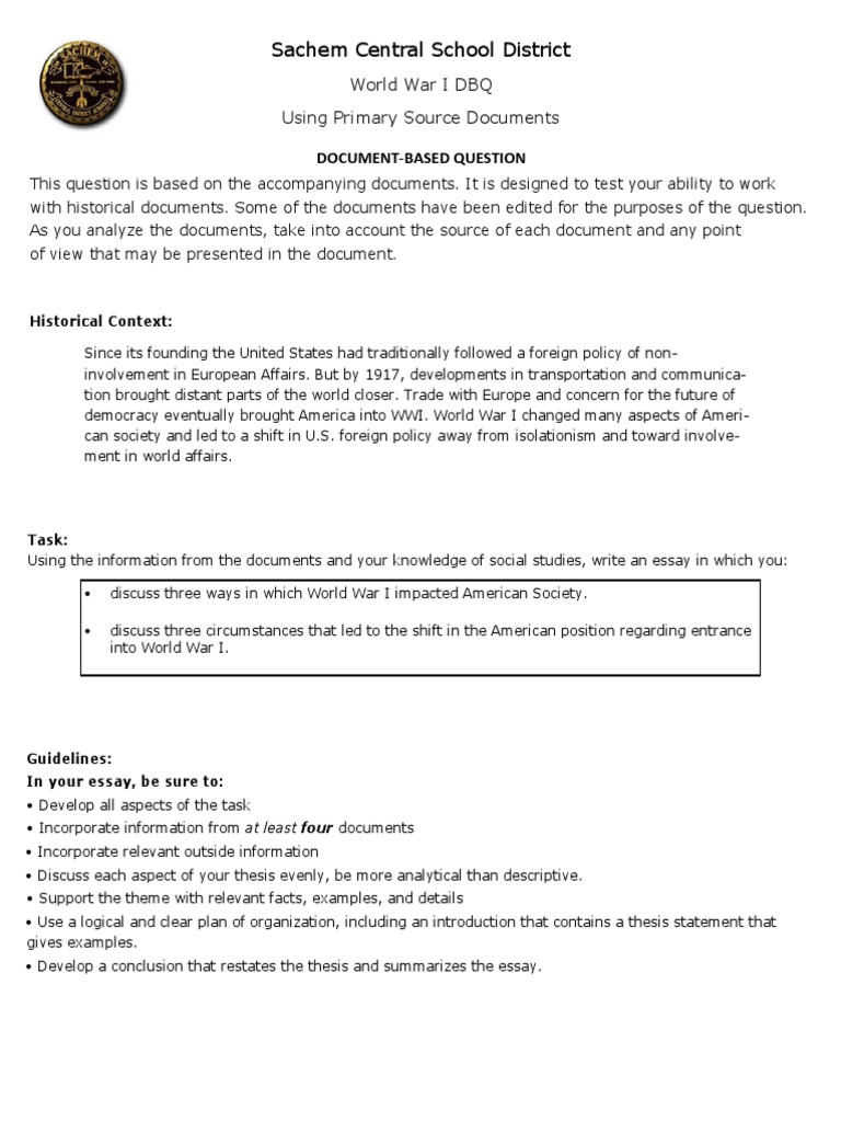 World War I DBQ | PDF | Espionage Act Of 1917 | First Amendment To The ...