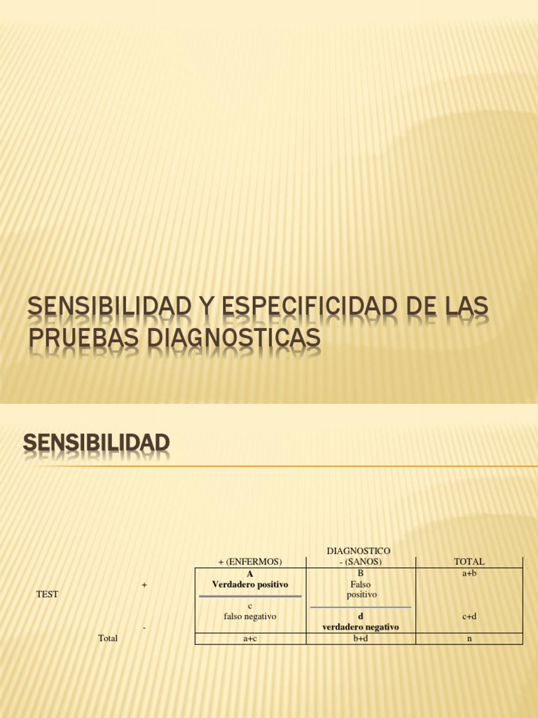 Sensibilidad y Especificidad en Diagnósticos | PDF | Diagnostico medico ...
