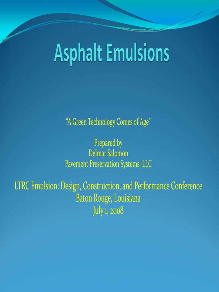 Asphalt Emulsion Technology Overview | PDF | Emulsion | Surfactant