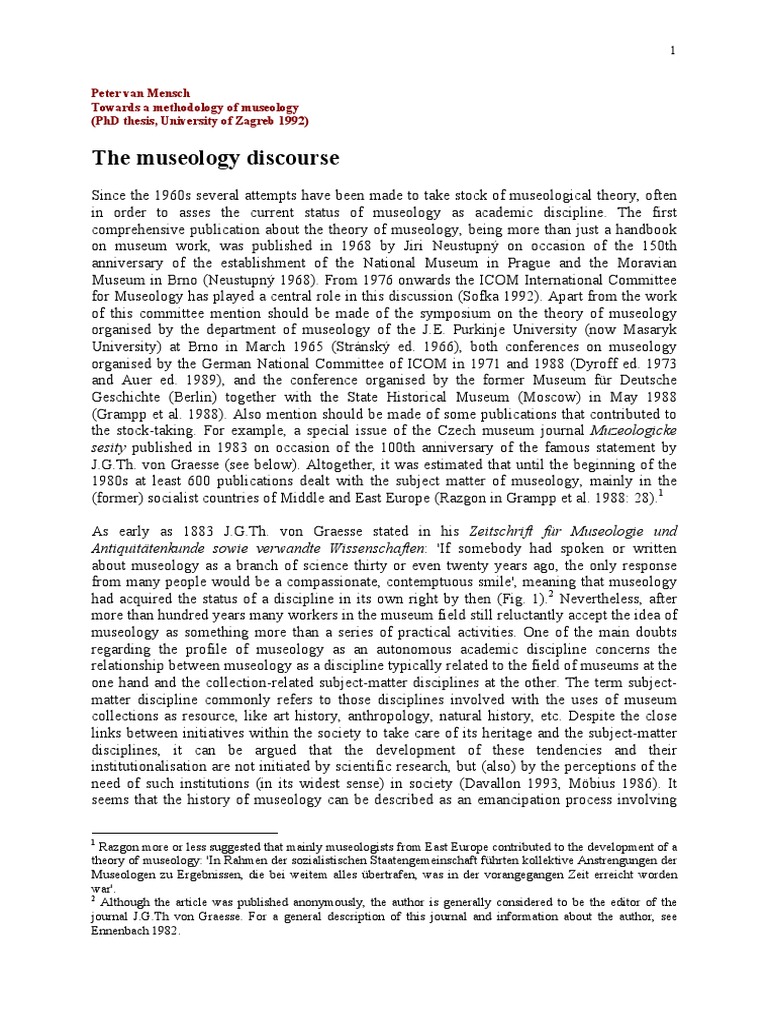 Peter Van Mensch, Phd. Part / The Museology Discource | PDF | Discipline (Academia) | Museum